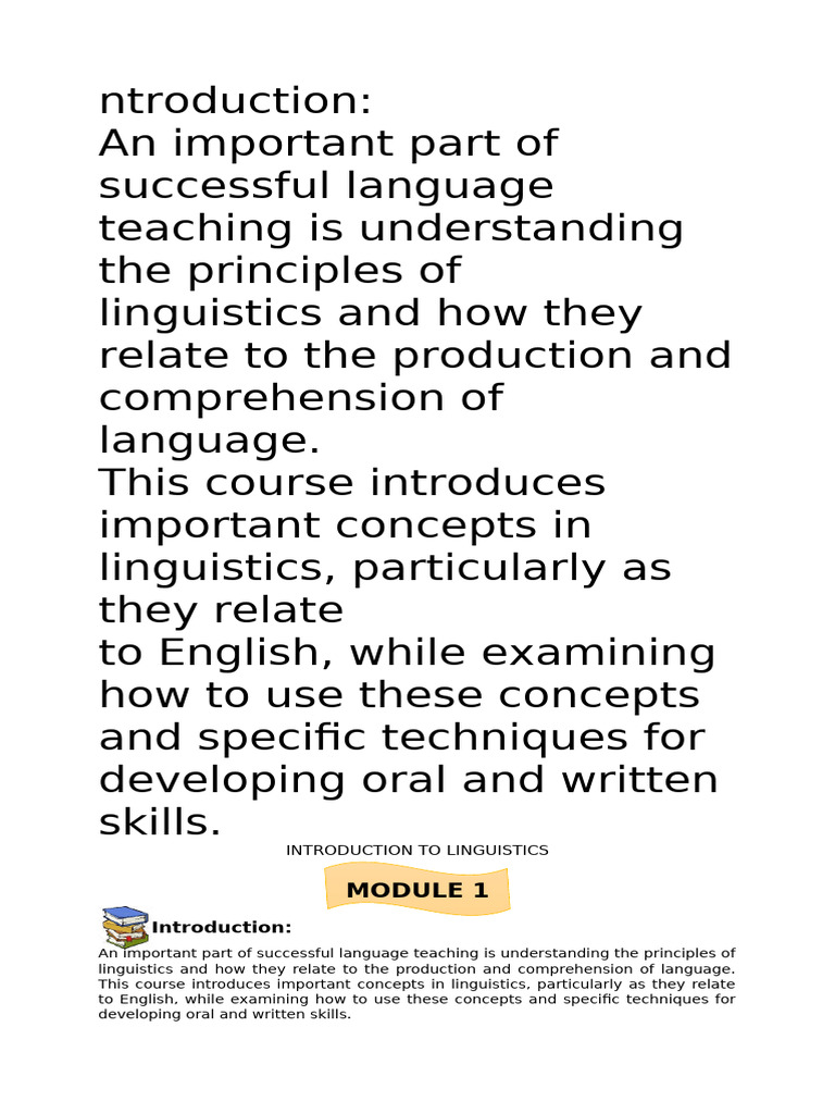 MODULE 1 Intro To Linguistics | PDF | Semantics | Grammar