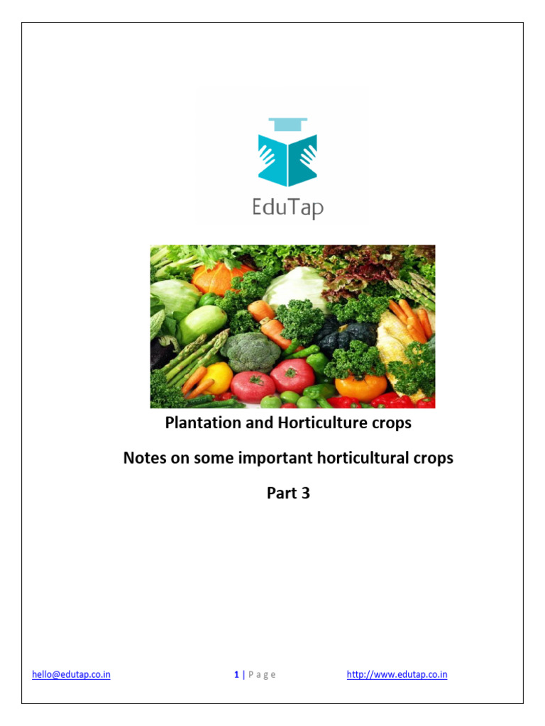 Supplementary Notes On Some Important Horticultural Crops Lyst1751 ...