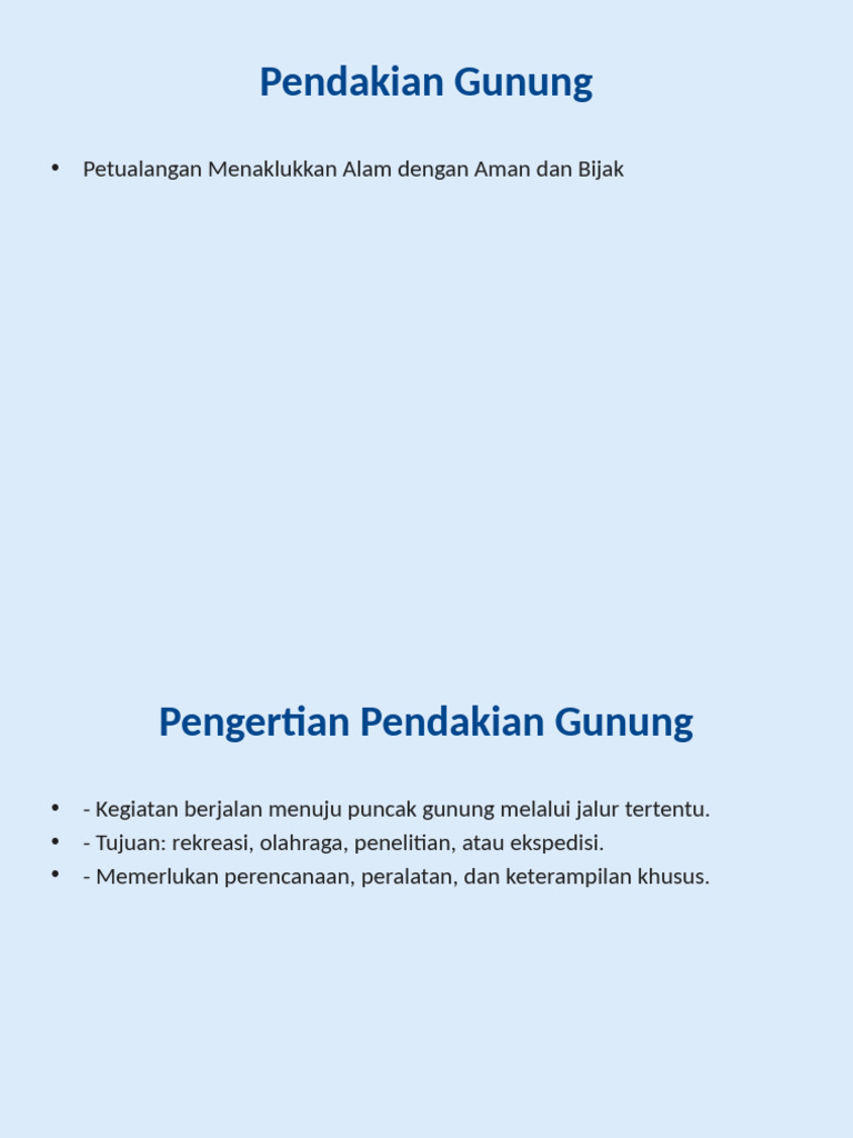 Materi Pendakian Gunung Tema | PDF