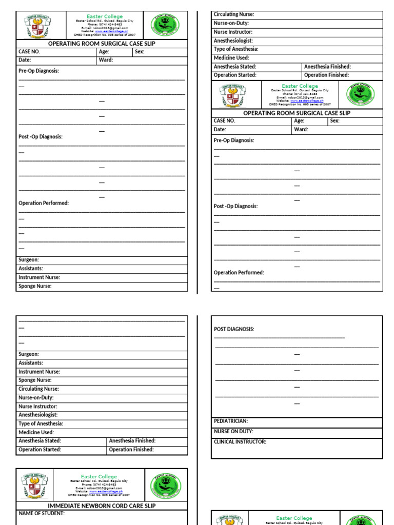 Case Slip Complete July 2021 | PDF | Anesthesia | Health Sciences