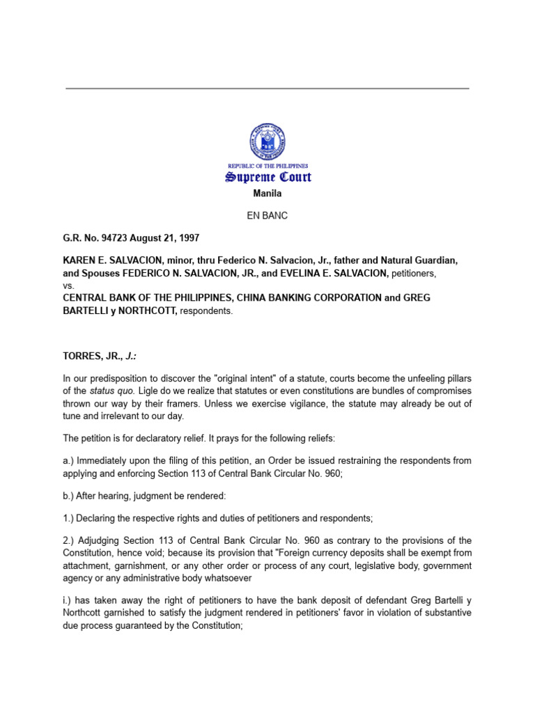 Central Bank Circular No. 960 Challenge | PDF | Banks | Lawsuit