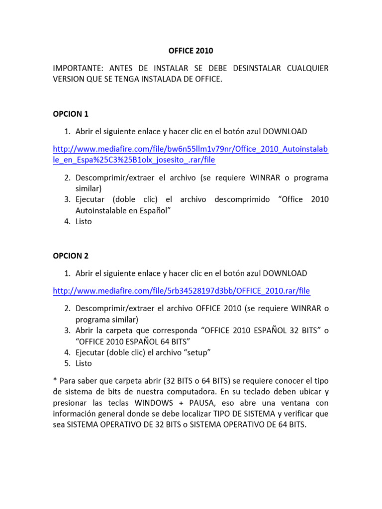 Descargar e Instalar Office 2010 | PDF