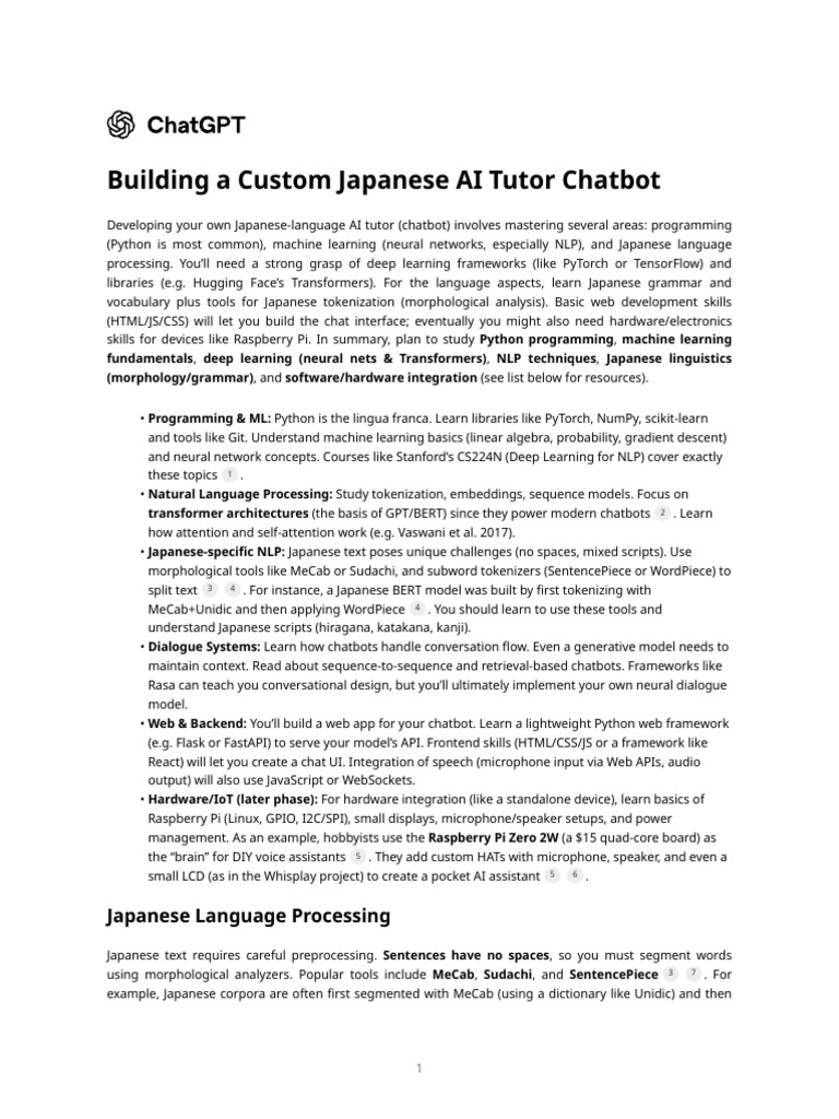 Building A Custom Japanese AI Tutor Chatbot | PDF | Speech Synthesis ...