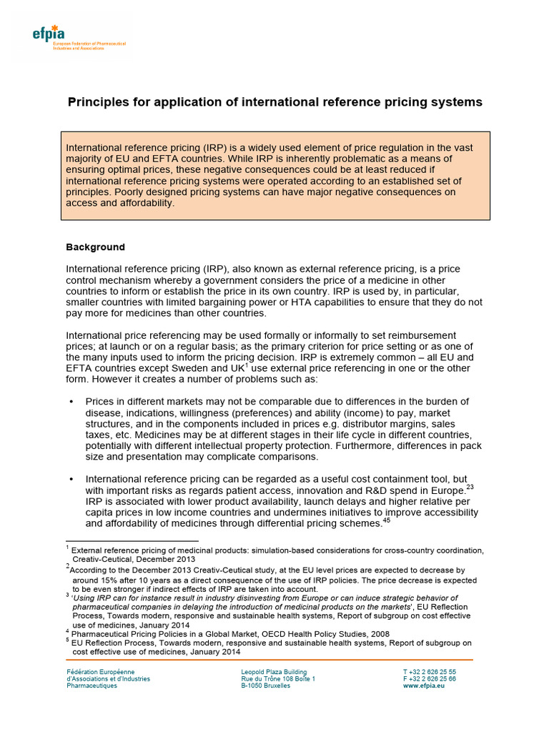 International Reference Pricing Principles | PDF | Pricing | Prices