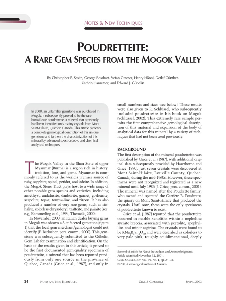Poudretteite A Rare Gem Species From The Mogok Valley | PDF | Gemstone ...