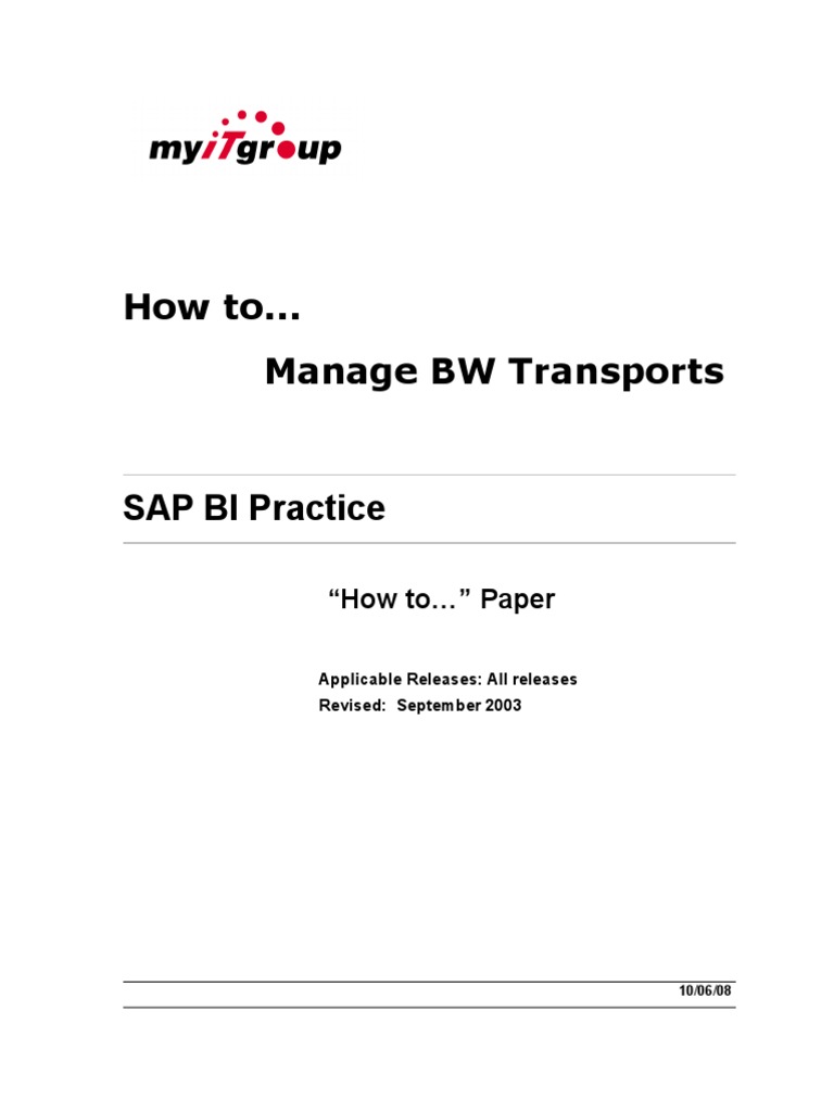How To Manage BW Transports | PDF | Replication (Computing) | Icon ...