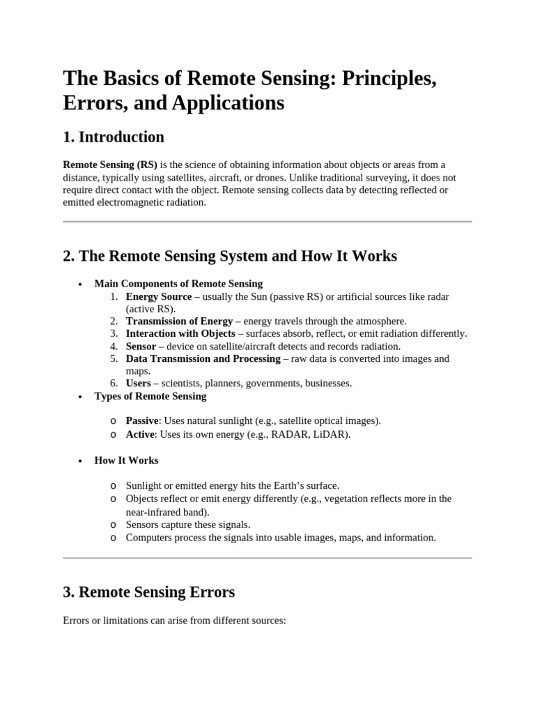 The Basics of Remote Sensing | PDF | Remote Sensing | Earth Sciences