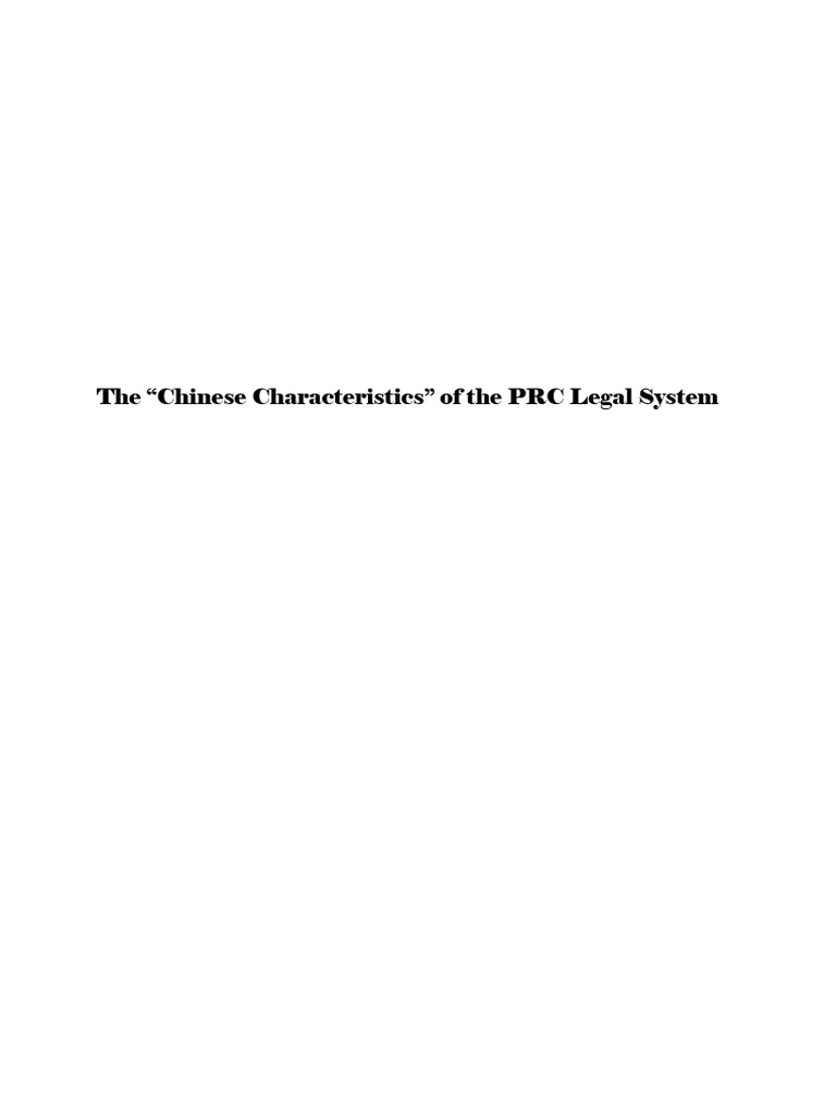 Chinese Characteristics of The PRC Legal System Li& Zhou | PDF | China ...