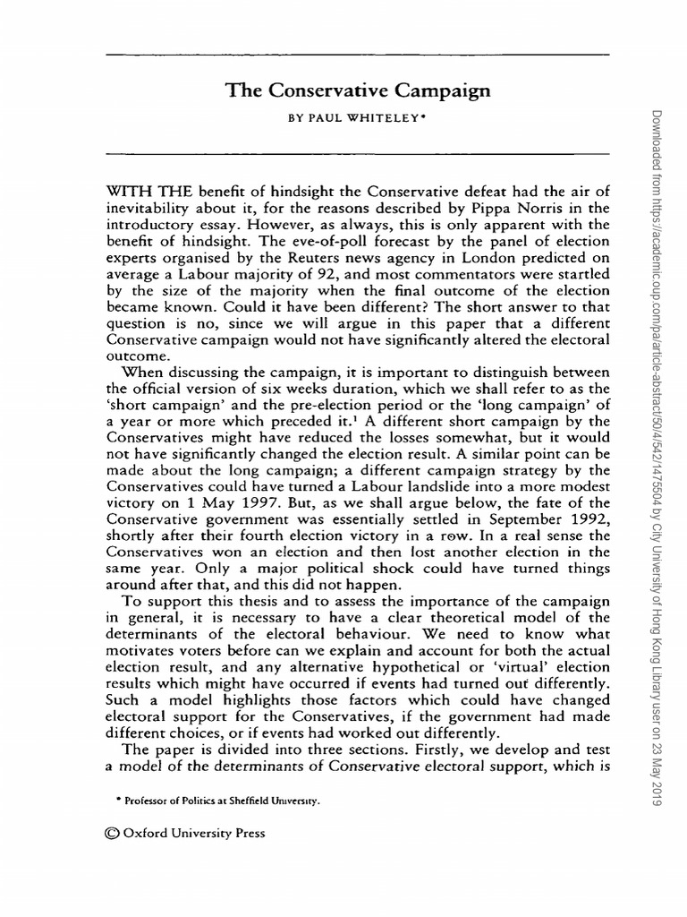 Analyzing the Conservative Campaign | PDF | Behavior | Voting