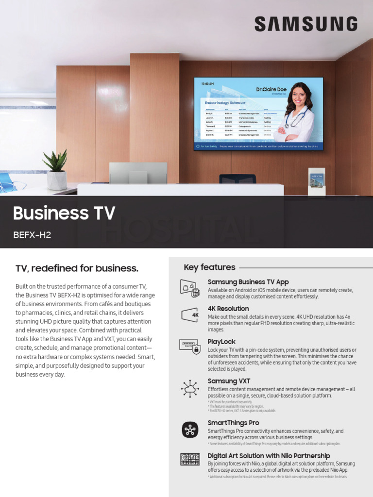 Samsung Business TV BEFX-H2 Overview | PDF | Television | Mobile App