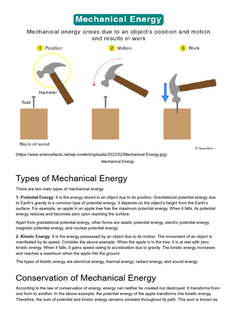 Understanding Mechanical Energy Types | PDF | Potential Energy ...