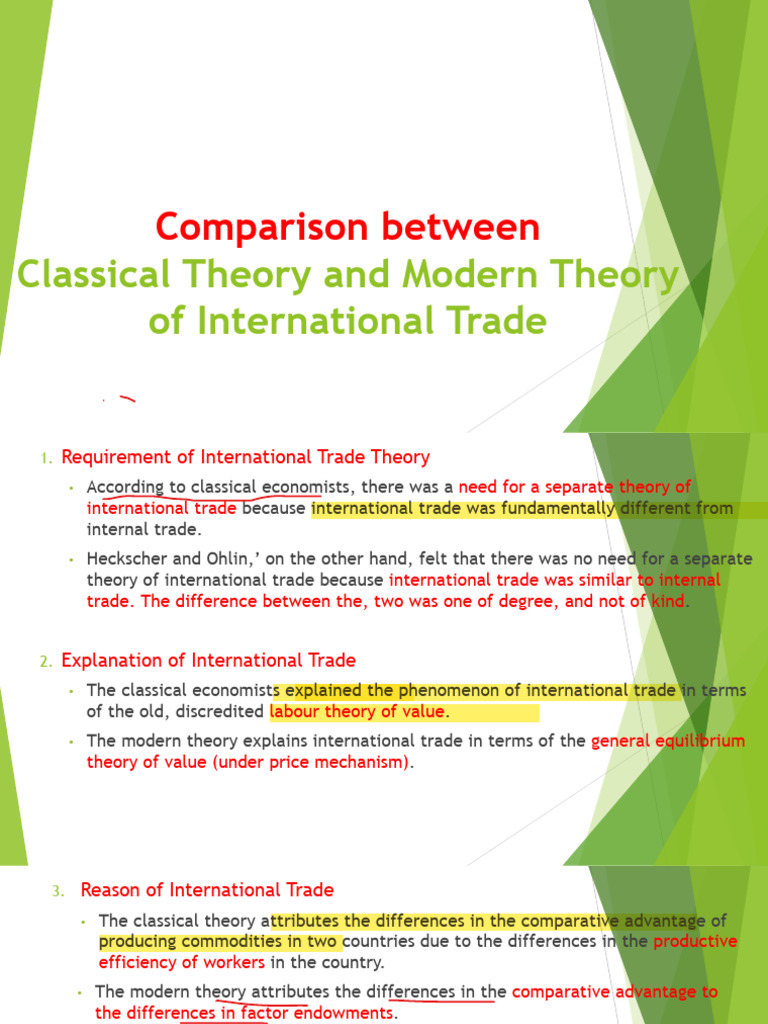 Classical vs Modern Trade Theories | PDF | Comparative Advantage | Demand