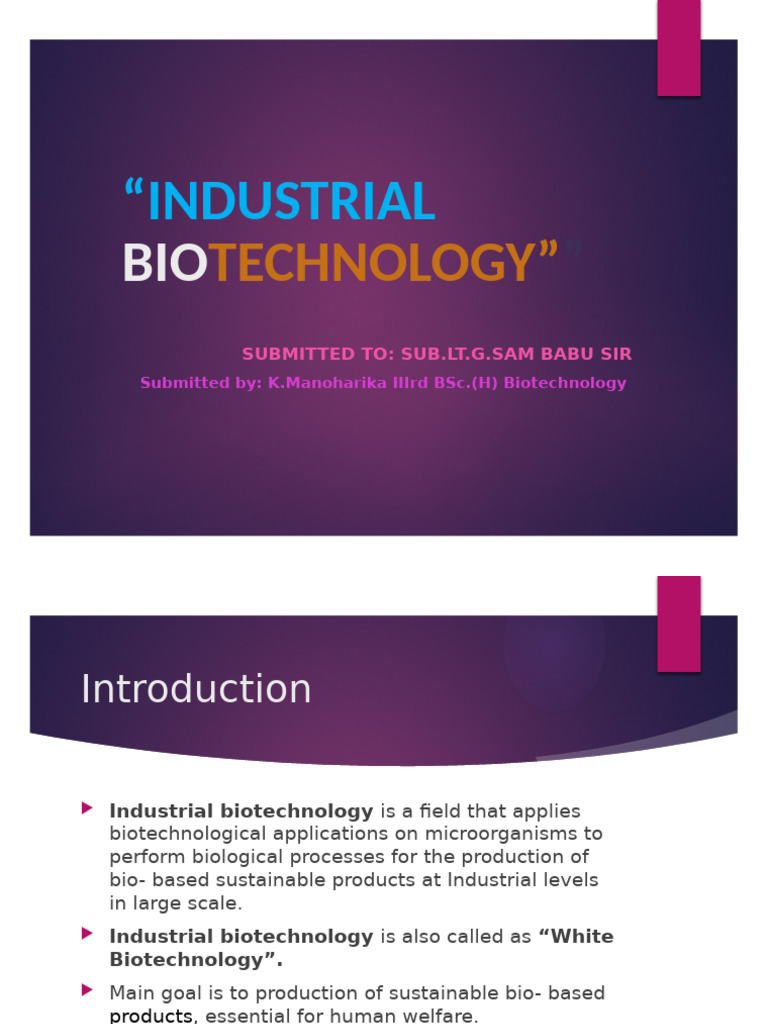 Overview of Industrial Biotechnology | PDF | Biotechnology | Fermentation