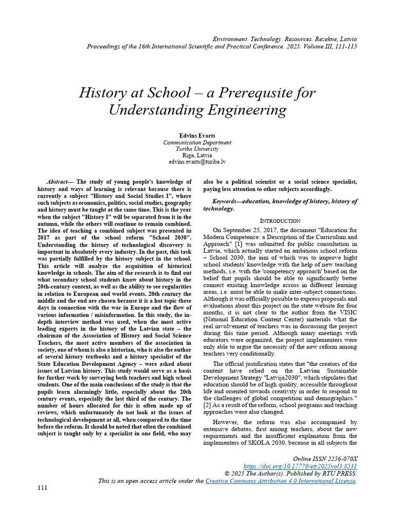 History at School - A Prerequsite For Understandin | PDF | Teachers ...