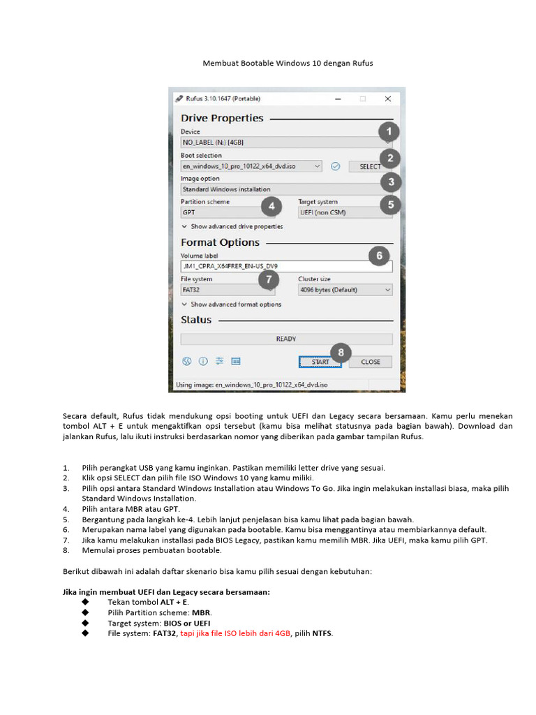 Cara Bootable Windows 10 dengan Rufus | PDF