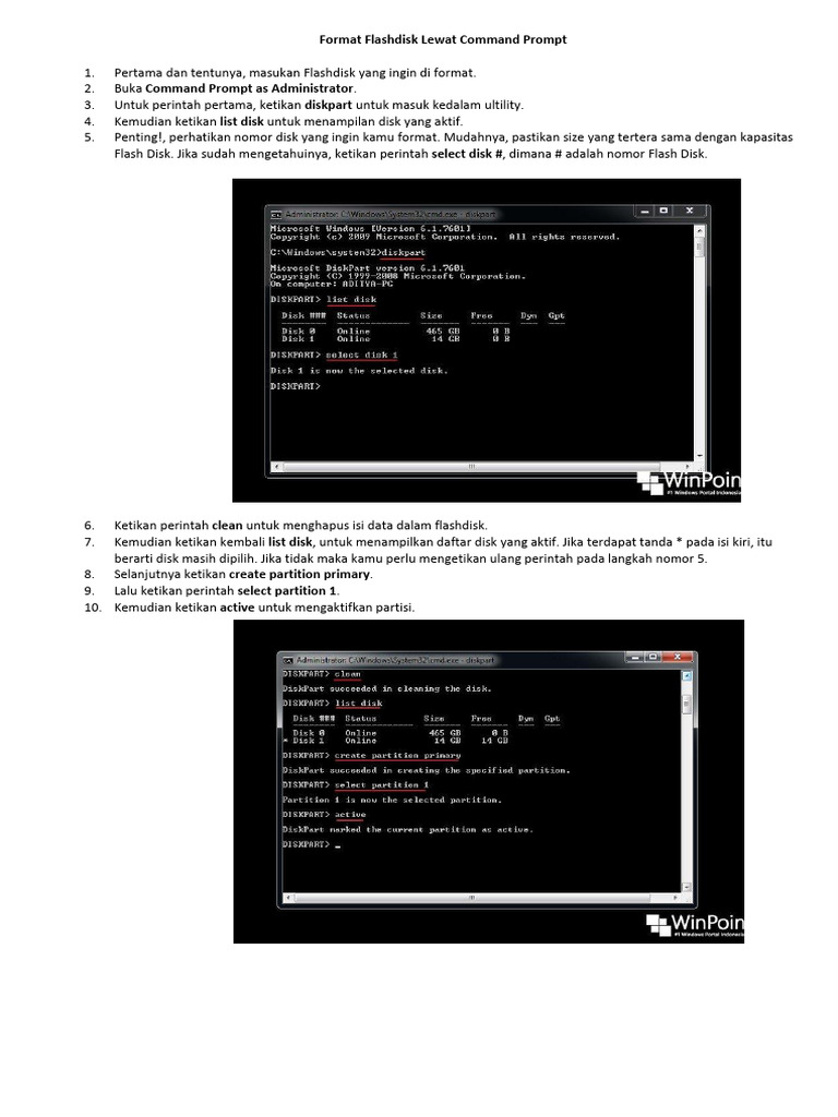 Format Flashdisk Lewat Command Prompt | PDF
