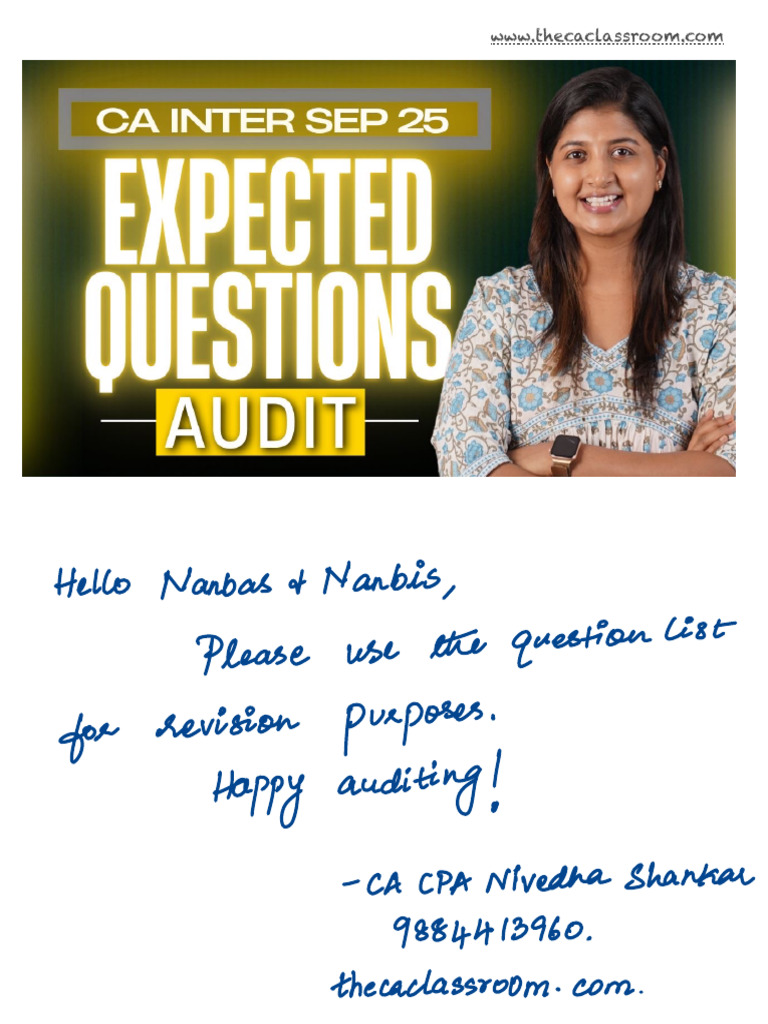 Audit Expected Question - CA Inter Sep 25 | PDF | Audit | Business