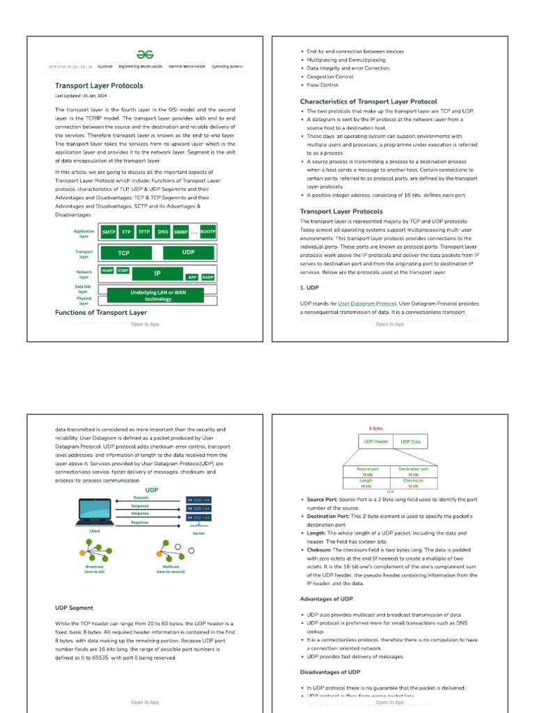 Transport Layer Protocols - GeeksforGeeks | PDF | Transmission Control Protocol | Port (Computer ...