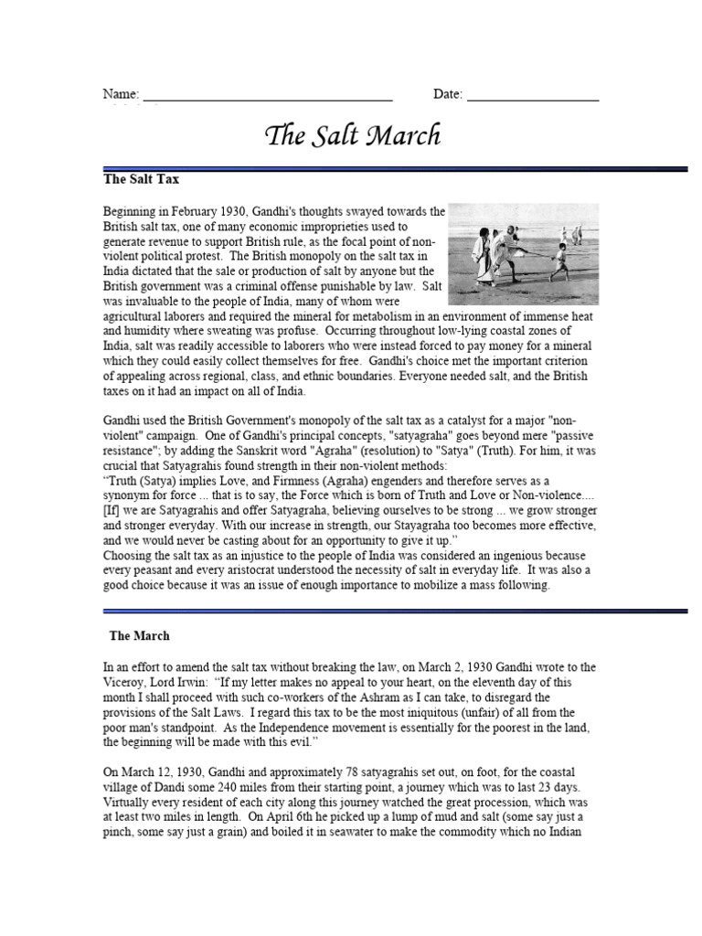 Gandhi's Salt March: A Non-Violent Protest | PDF