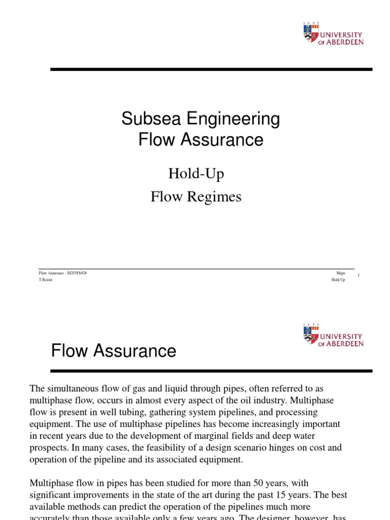 Subsea Engineering Flow Assurance: Hold-Up Flow Regimes | Download Free ...
