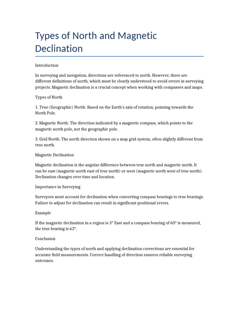 Research 4 Types of North and Magnetic Declination | PDF