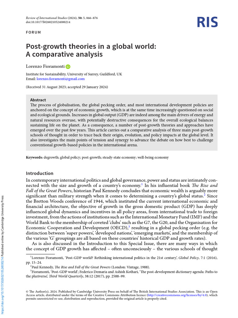 Post Growth Theories in A Global World A Comparative Analysis | PDF ...