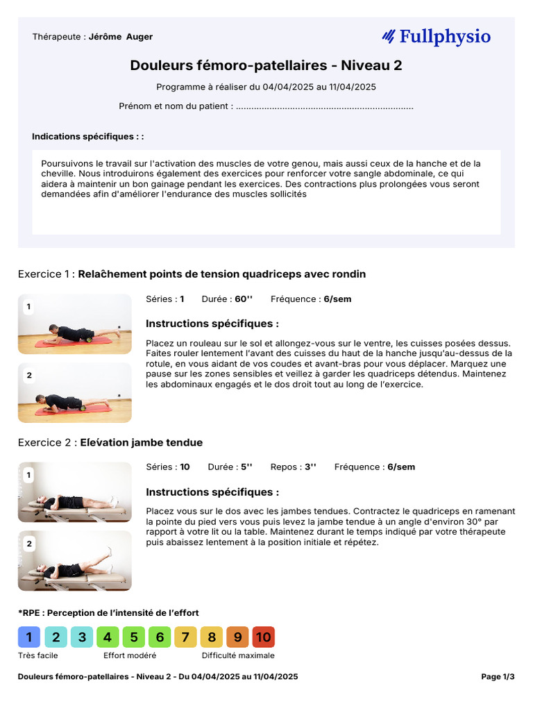Exercices pour syndrome rotulien | PDF | Genou | Anatomie de membre ...