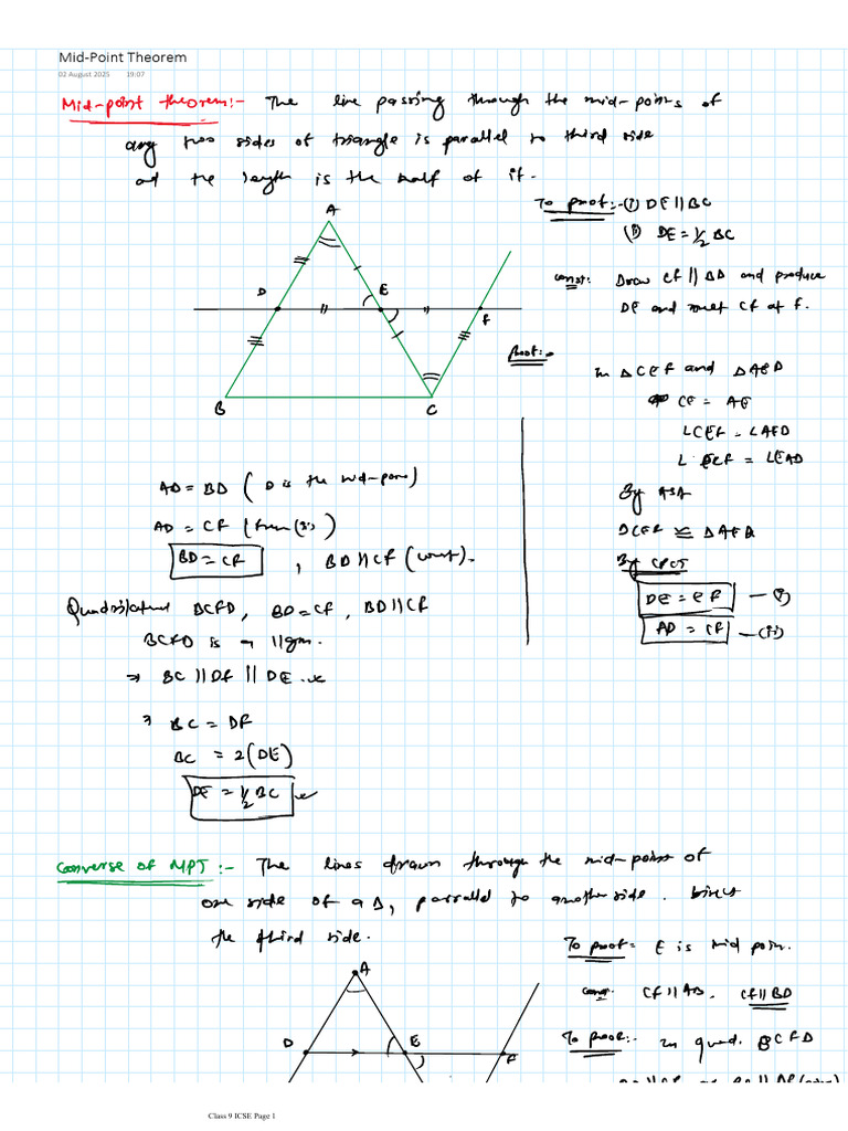 Mid Point Theorem 2 Aug 2025-1 | PDF