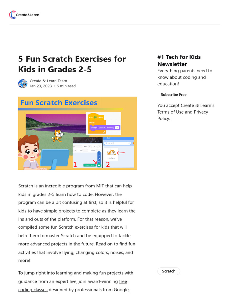 5 Fun Scratch Exercises For Kids in Grades 2-5 | PDF | Scratch (Programming Language) | Cursor ...