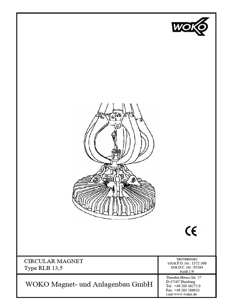 Circular Magnet RLB 13.5 Operating Manual | PDF | Galvanization ...
