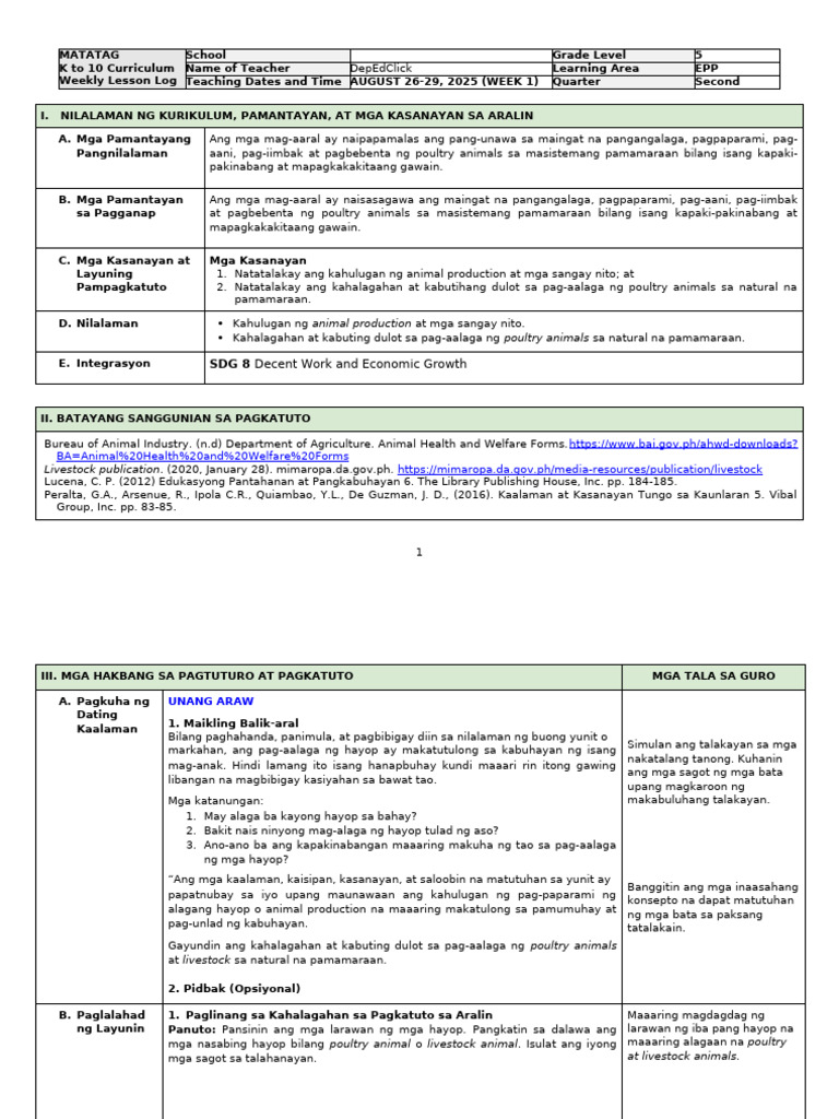 Epp 5 - DLL - Q2 - W1 | PDF