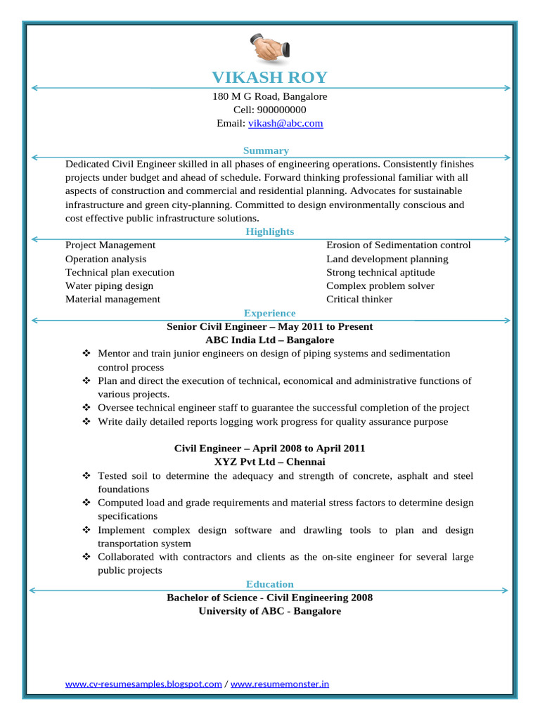 Free Download Civil Engineering Resume Template | PDF | Civil Engineering | Engineering