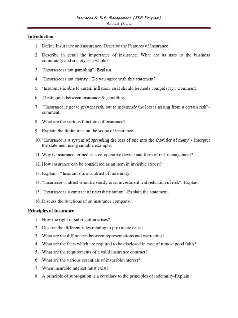 An In-Depth Analysis of Insurance, Risk Management, and Key Principles ...