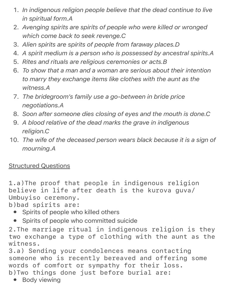 Indigenous Beliefs on Afterlife and Death | PDF