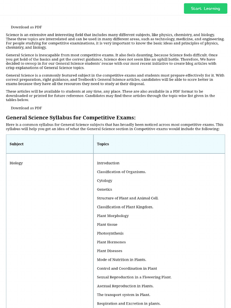 General Science - Mastering General Sciences For Competitive Exams | PDF