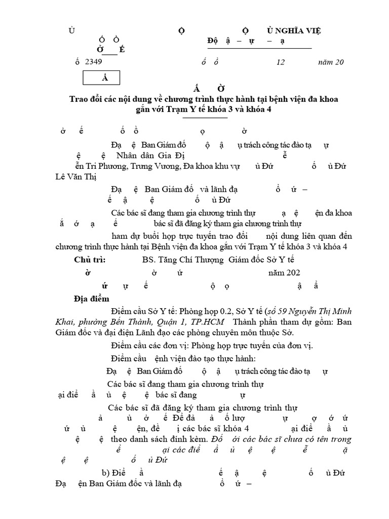 2349 Trien Khai Mot So Noi Dung Ve CT TH Tai BV Da Khoa Gan Voi Tyt-Kem ...