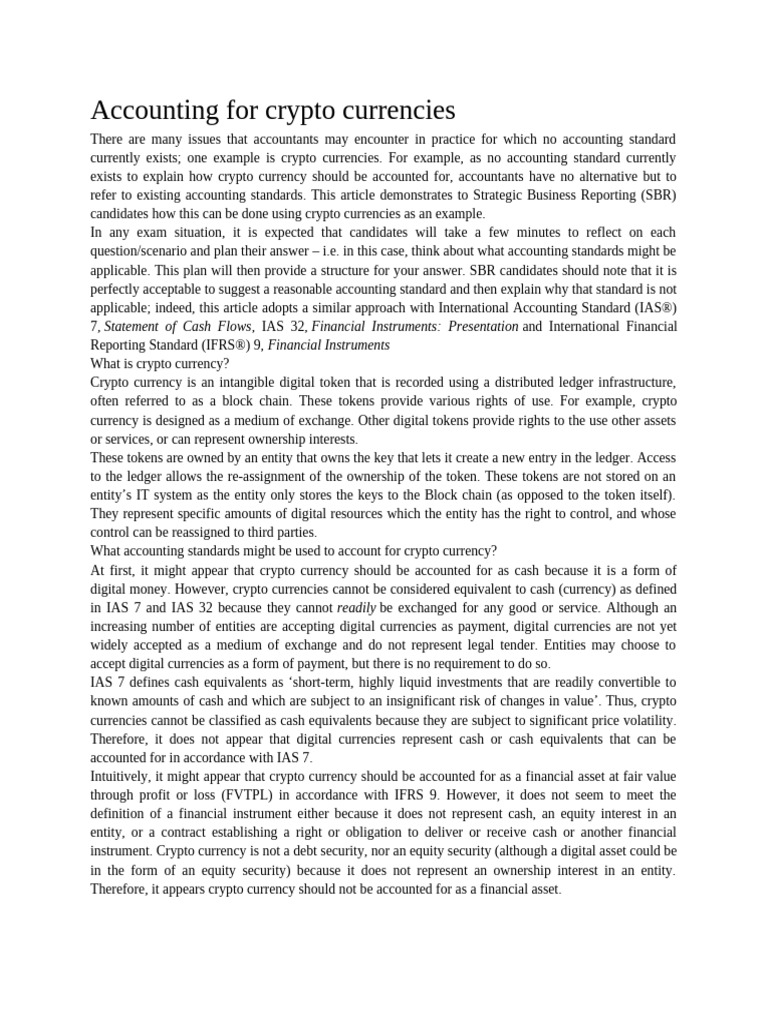 Accounting For Crypto Currencies | PDF | Fair Value | Intangible Asset