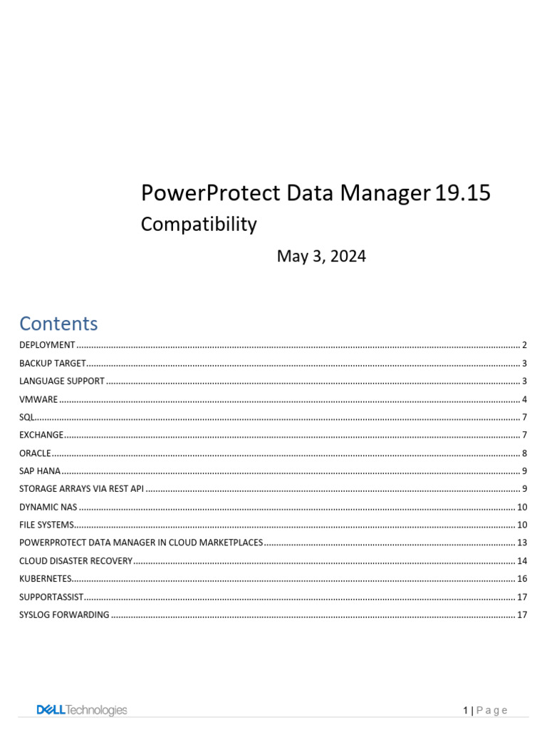 PowerProtect Data Manager 19.15 Compatibility | PDF | File System ...