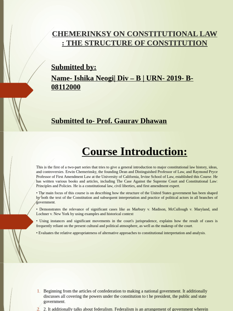 Chemerinsky's Constitutional Law Overview | PDF | Fourth Amendment To ...