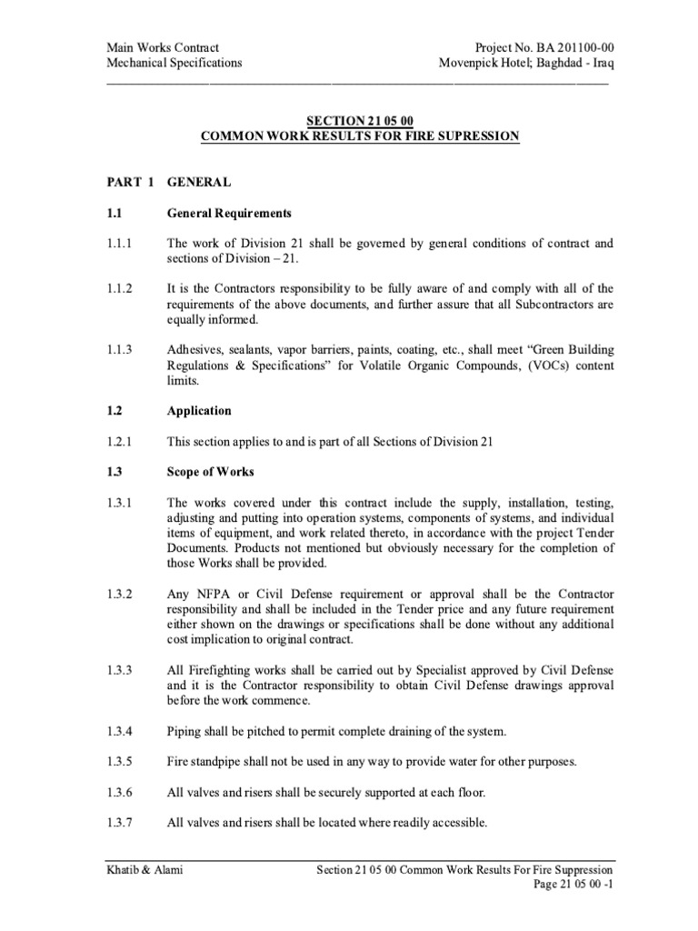 Section 21 05 00 Common Work Results For Fire Suppression | PDF