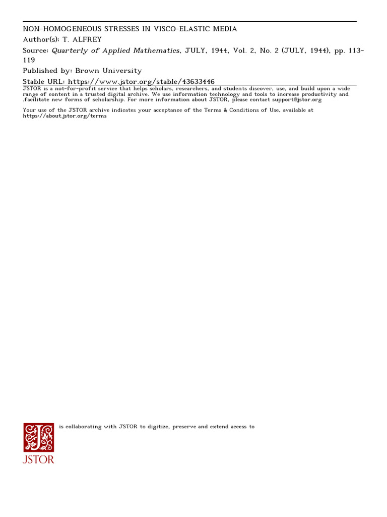 Alfrey Nonhomogeneousstressesviscoelastic 1944 | PDF | Viscoelasticity ...