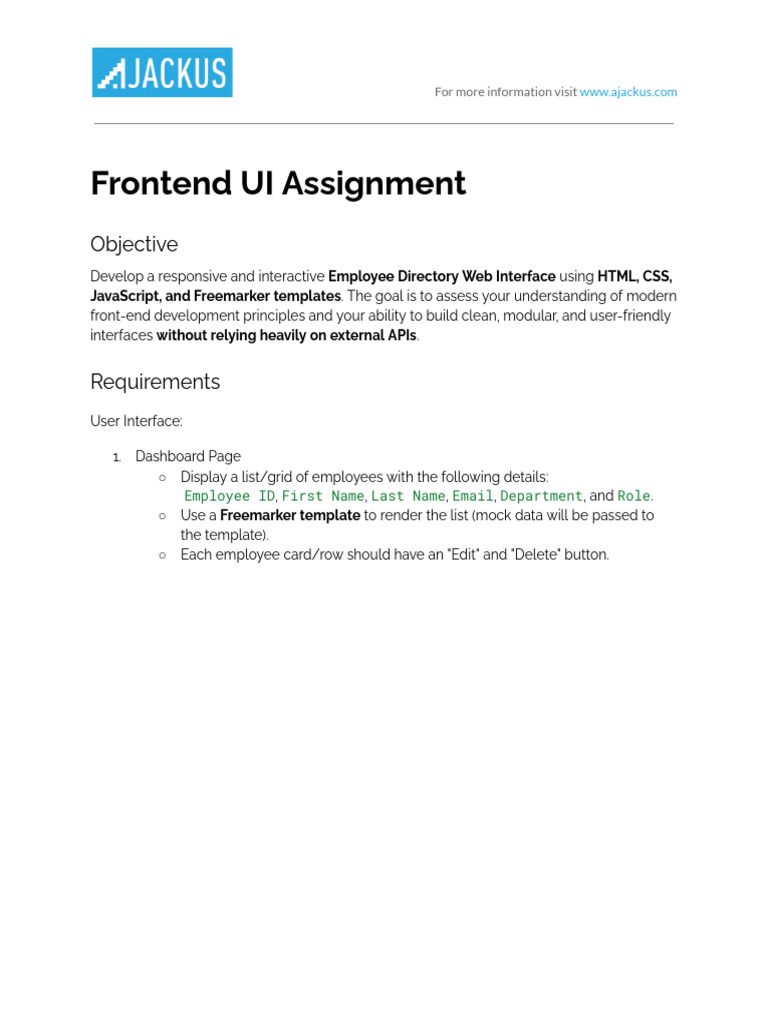 Ajackus Frontend Assignment | PDF | Java Script | Html