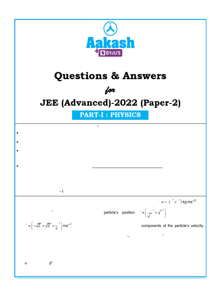 Qs&Ans JEE (Advanced) 2022 Paper 2 PCM | PDF | Mole (Unit) | Refraction