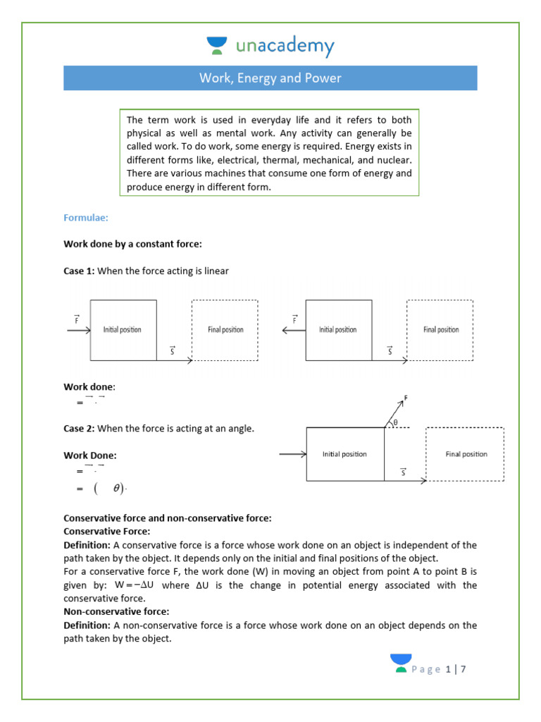 Work, Energy, and Power Formulas Guide | PDF | Force | Collision