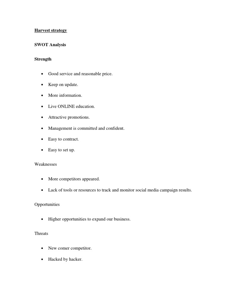 Harvest Strategy | PDF | Strategic Management | Competition