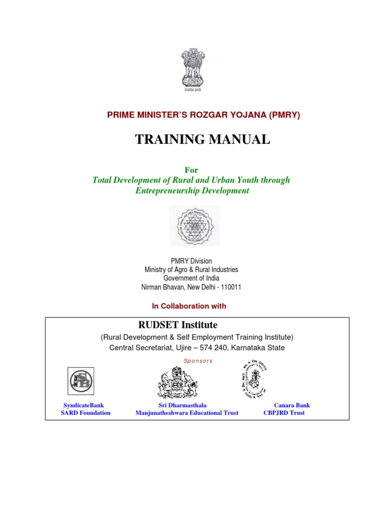 PMRY Training Manual Details | PDF | Facilitator | Entrepreneurship