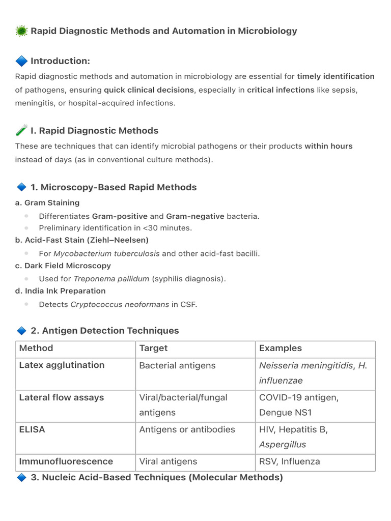 Rapid Diagnostics & Automation in Microbiology | PDF | Infection ...