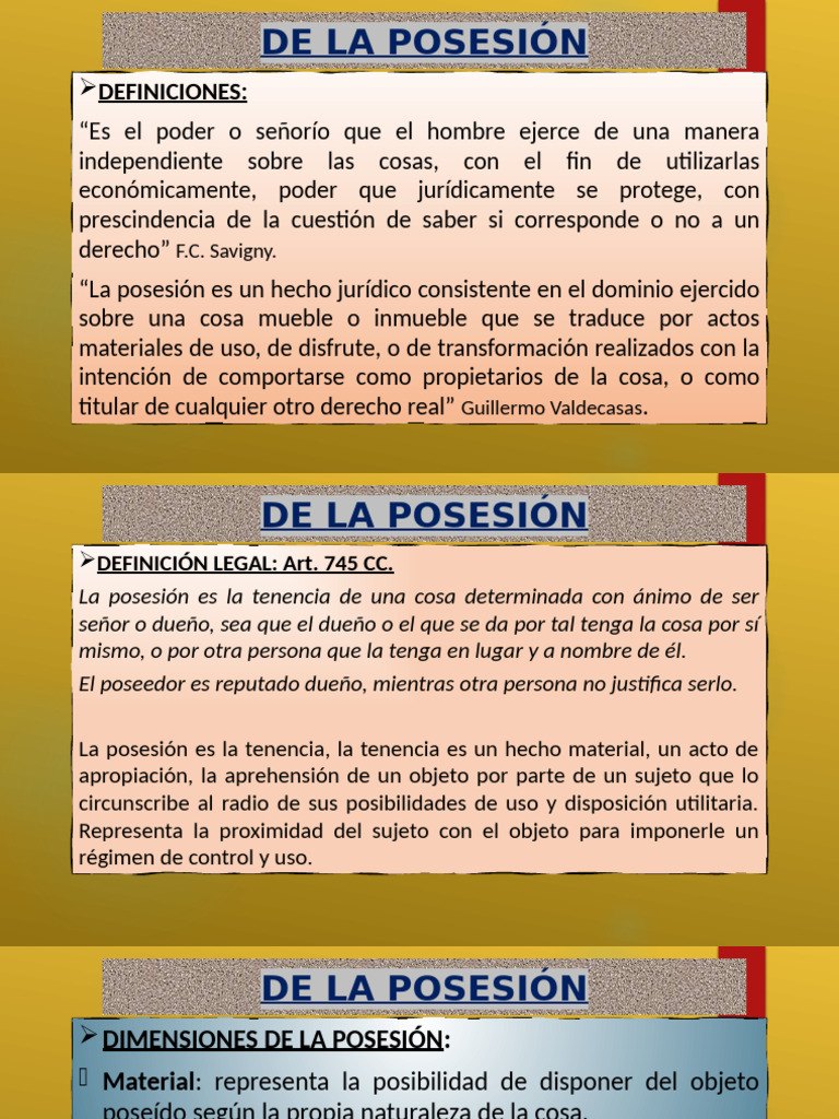 Definición y Características de la Posesión | PDF | Posesión (Ley ...