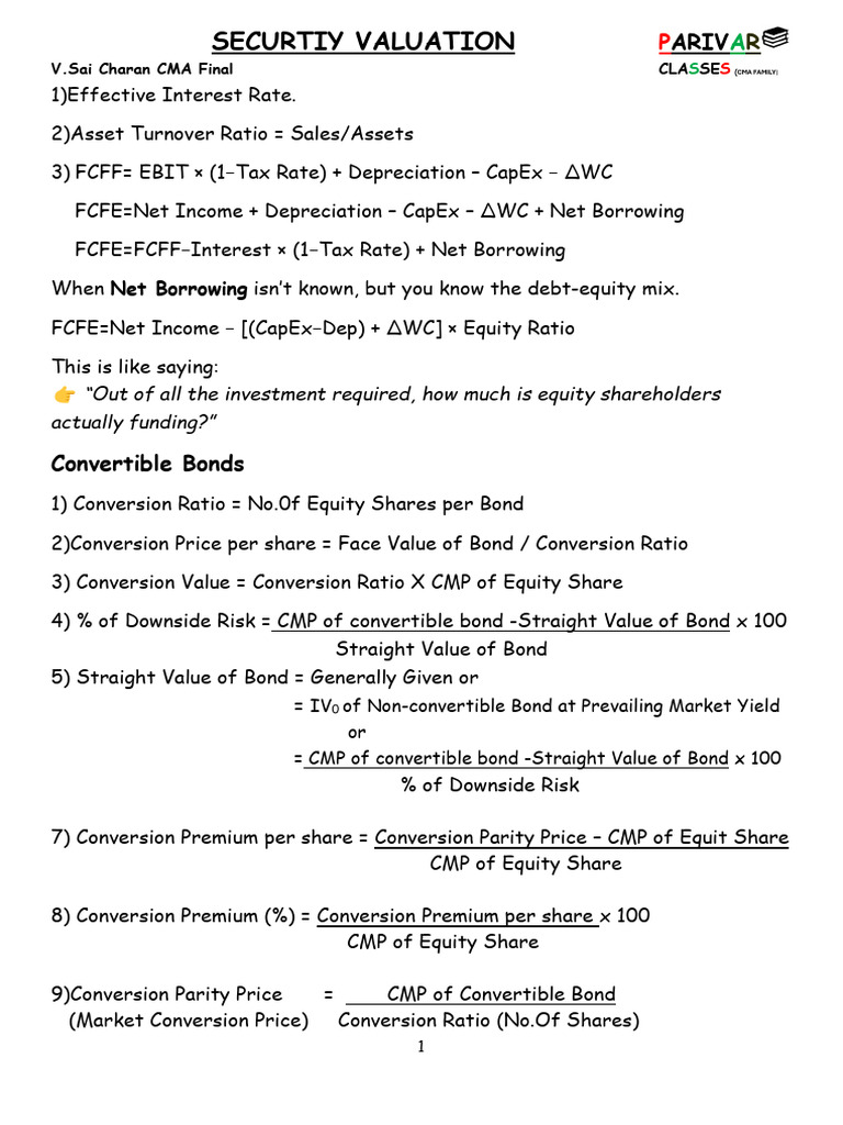 Security Valuation Formula | PDF | Bonds (Finance) | Convertible Bond