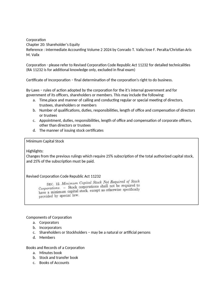 Shareholder's Equity in Corporations | PDF | Retained Earnings | Equity ...